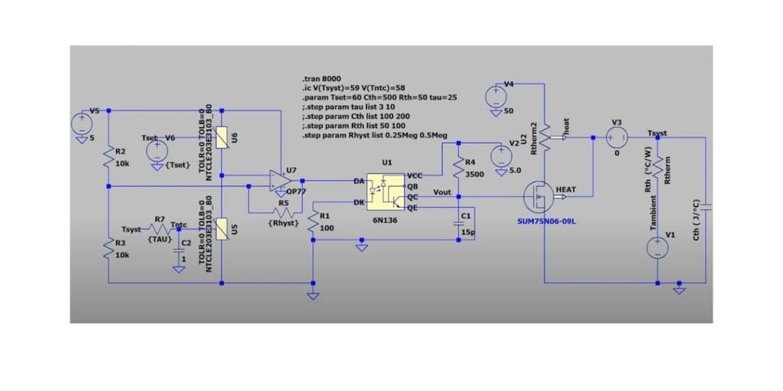 Thermistors LTSpice Simulation in Thermostat Temperature Control ...