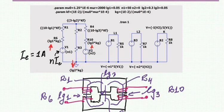 Magnetic Circuits Ltspice Modelling