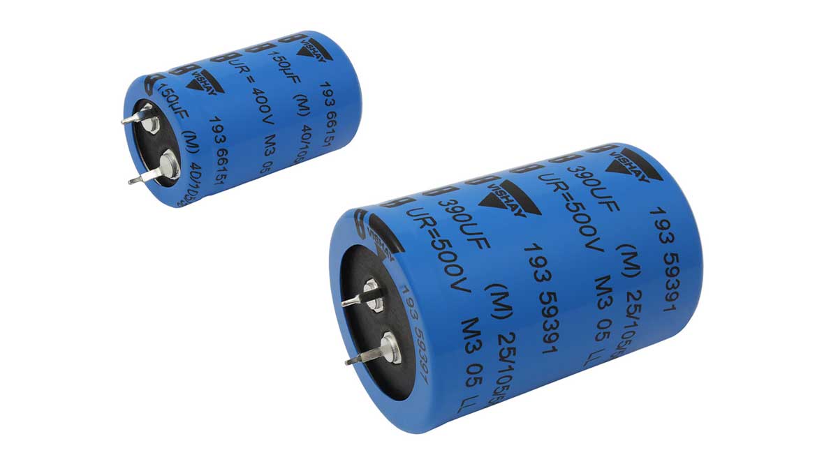 Vishay Extends Snap-In Aluminum Capacitors Now Up to 600 V